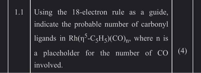 Solved Using the 18-electron rule as a guide, indicate the | Chegg.com