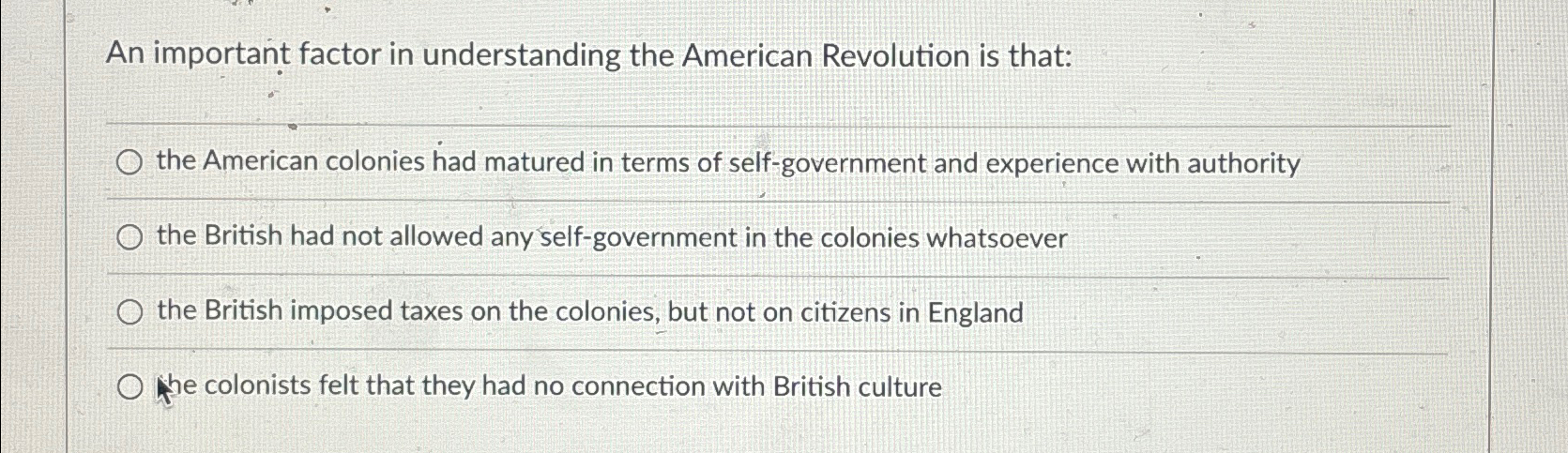 Solved An important factor in understanding the American | Chegg.com