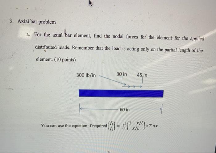 Solved 3. Axial bar problem a. For the axial bar element, | Chegg.com