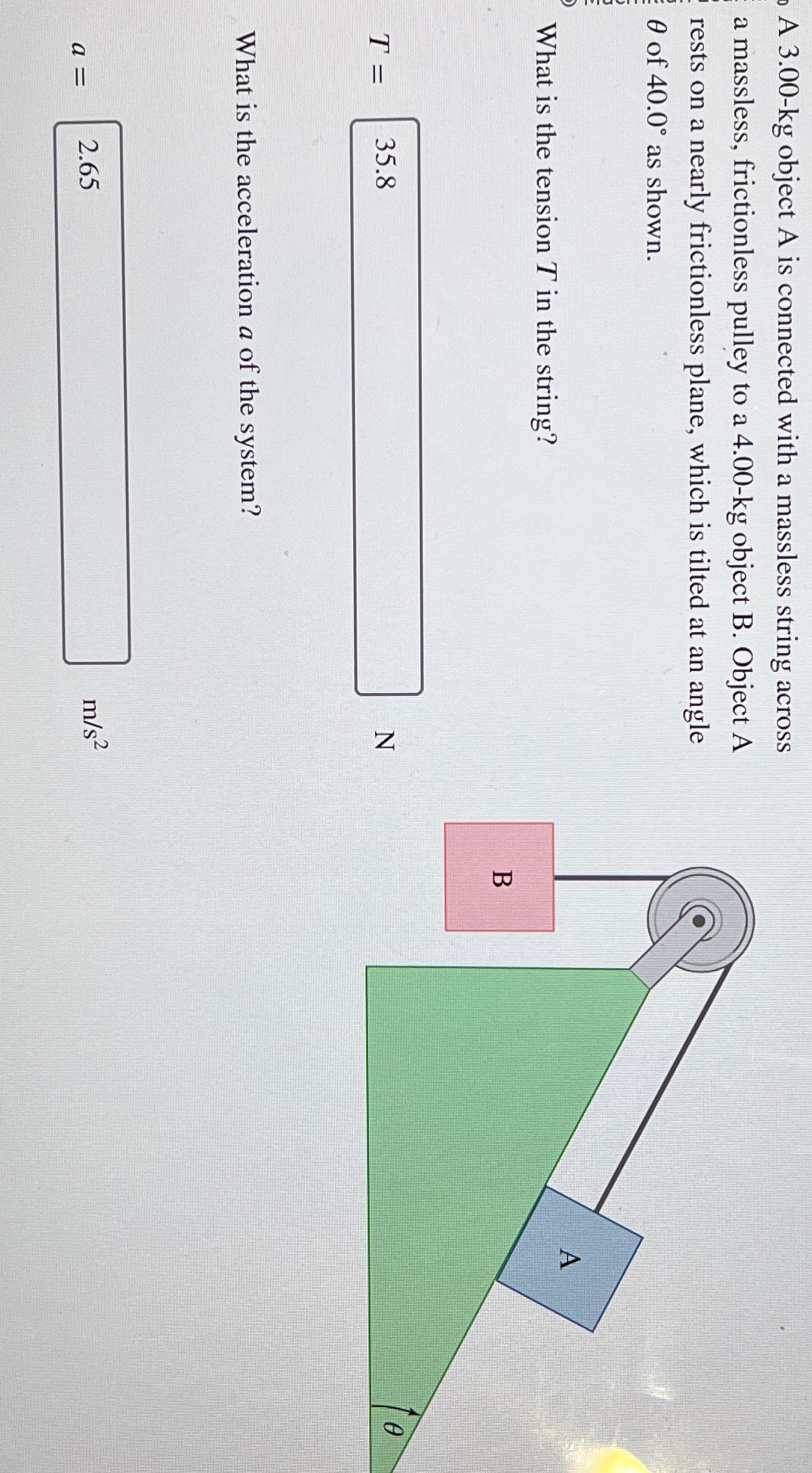 Solved A 3 00 Kg ﻿object A ﻿is Connected With A Massless