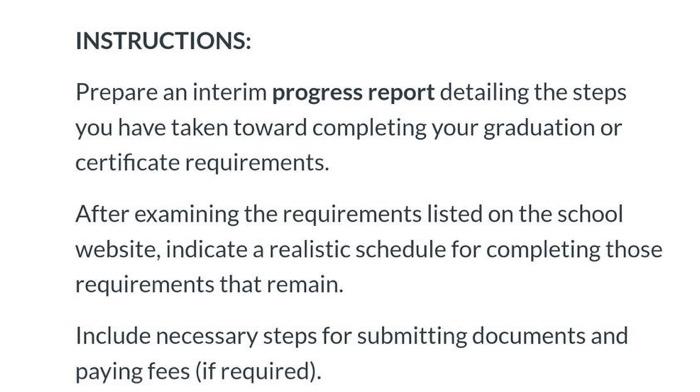 INSTRUCTIONS: Prepare an interim progress report | Chegg.com