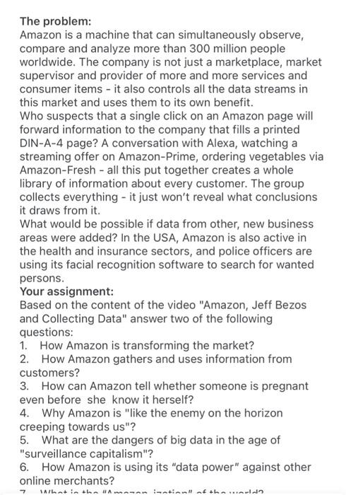 Solved The problem: Amazon is a machine that can | Chegg.com