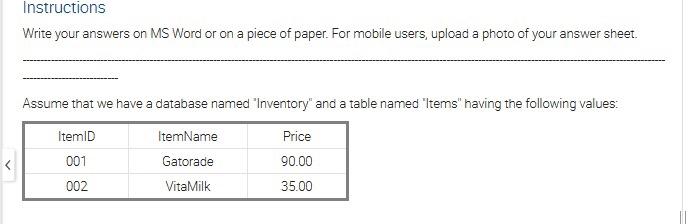 Solved Write your answers on MS Word or on a piece of paper. | Chegg.com
