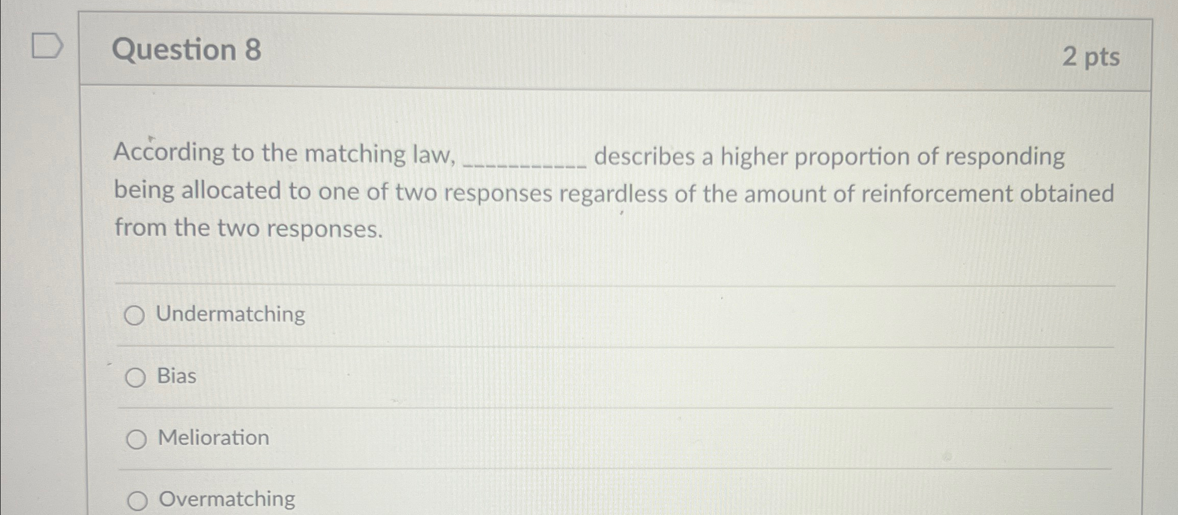 Solved Question 82 ﻿ptsAccording to the matching law, | Chegg.com
