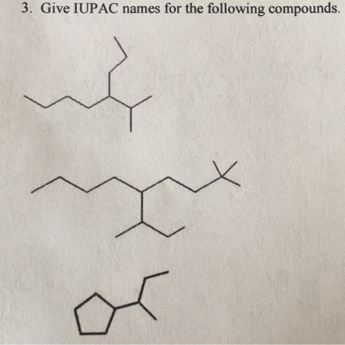 Solved 3. Give IUPAC names for the following compounds. | Chegg.com