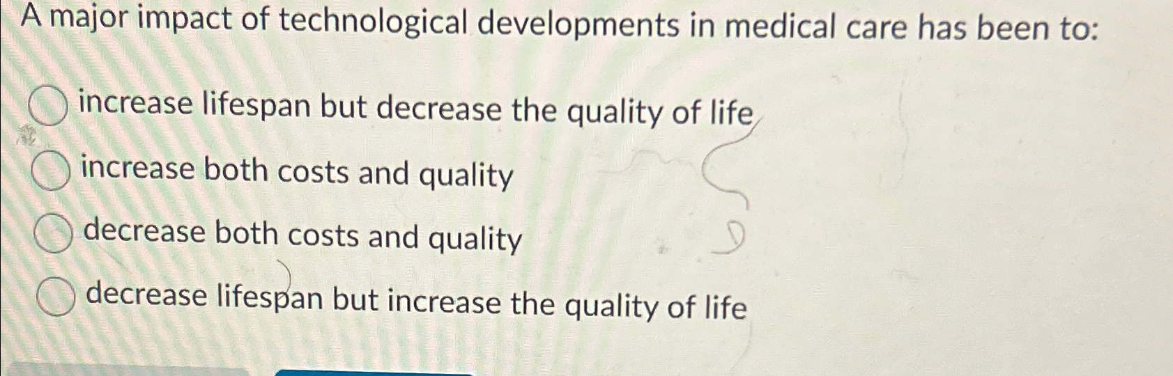 Solved A major impact of technological developments in | Chegg.com