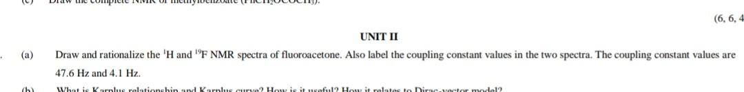 Solved UNIT II (a) Draw and rationalize the H and 19 F NMR | Chegg.com
