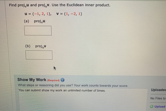 Solved Find proj, u and proj,v. Use the Euclidean inner | Chegg.com