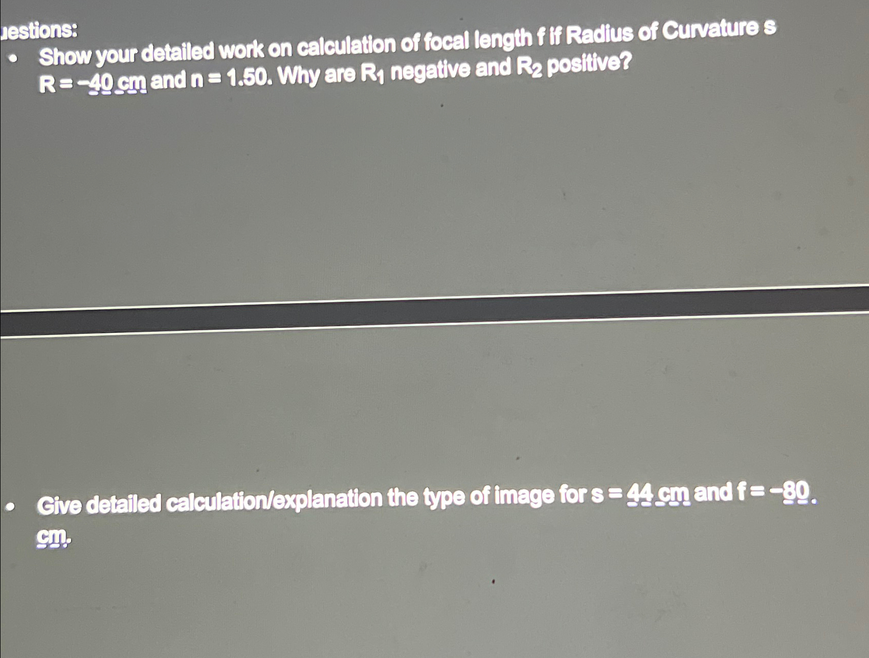 Solved Q1)Show your detalled work on calculation of focal | Chegg.com