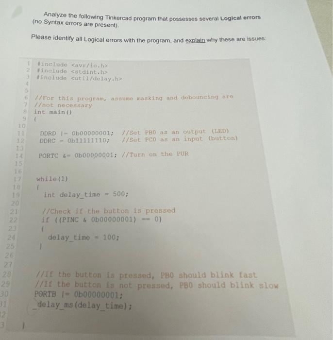 Solved Analyze The Following Tinkercad Program That 5436
