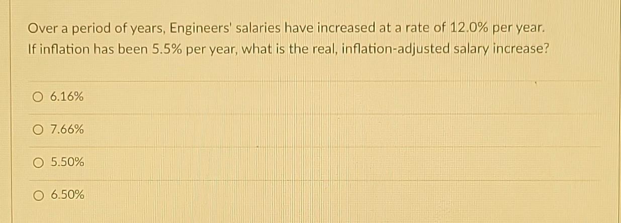Solved Over a period of years, Engineers' salaries have | Chegg.com