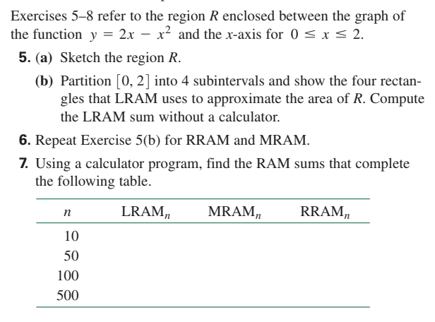 Exercises 5-8 ﻿refer to the region R ﻿enclosed | Chegg.com