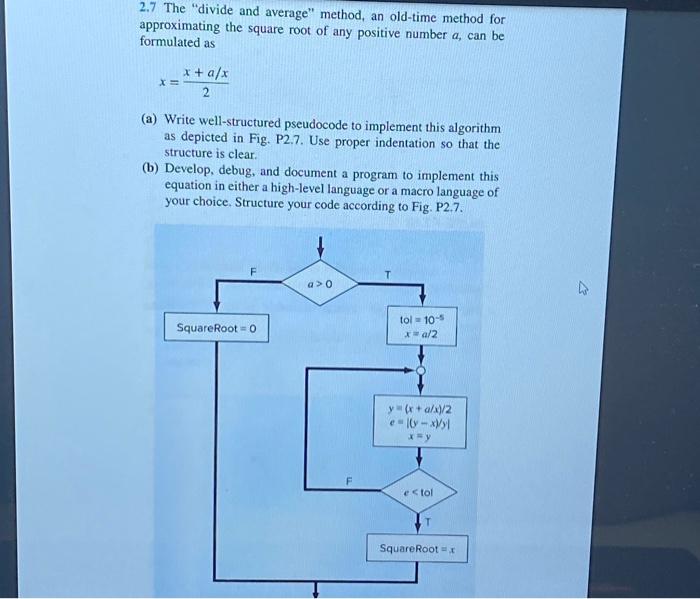 Solved 2.7 The "divide and average" method, an old-time | Chegg.com