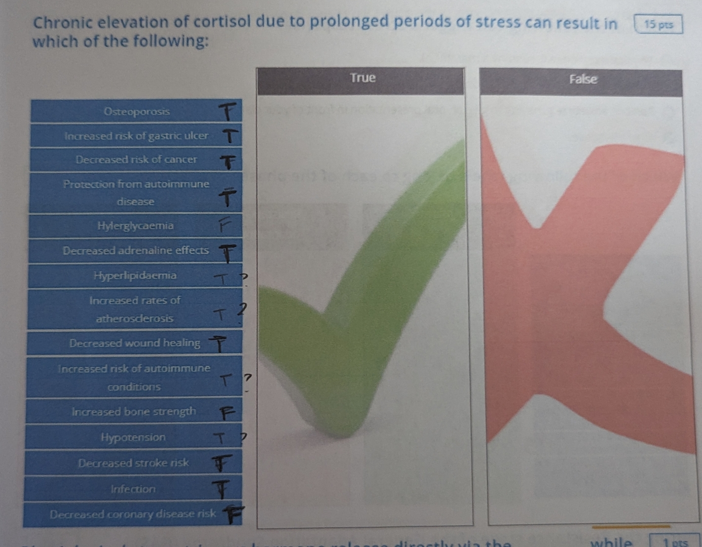 Solved Chronic elevation of cortisol due to prolonged | Chegg.com