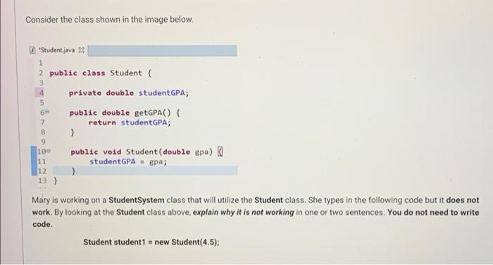 Solved Consider the class shown in the image below. | Chegg.com