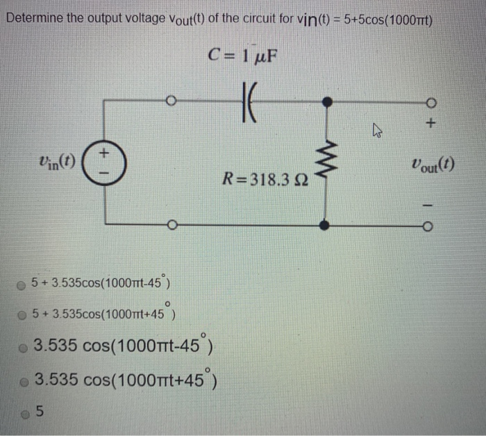 Solved Determine the output voltage Vout(t) of the circuit | Chegg.com