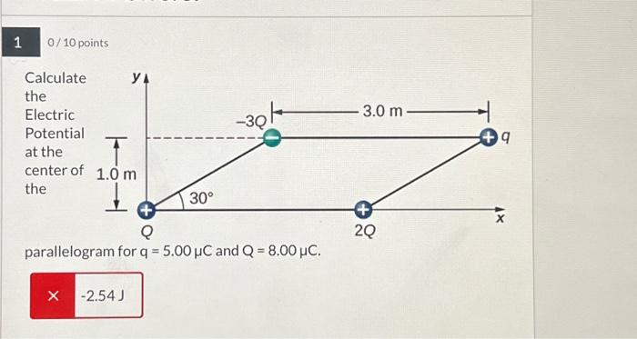 Solved parallelogram for q=5.00μC and Q=8.00μC.1. Calculate | Chegg.com