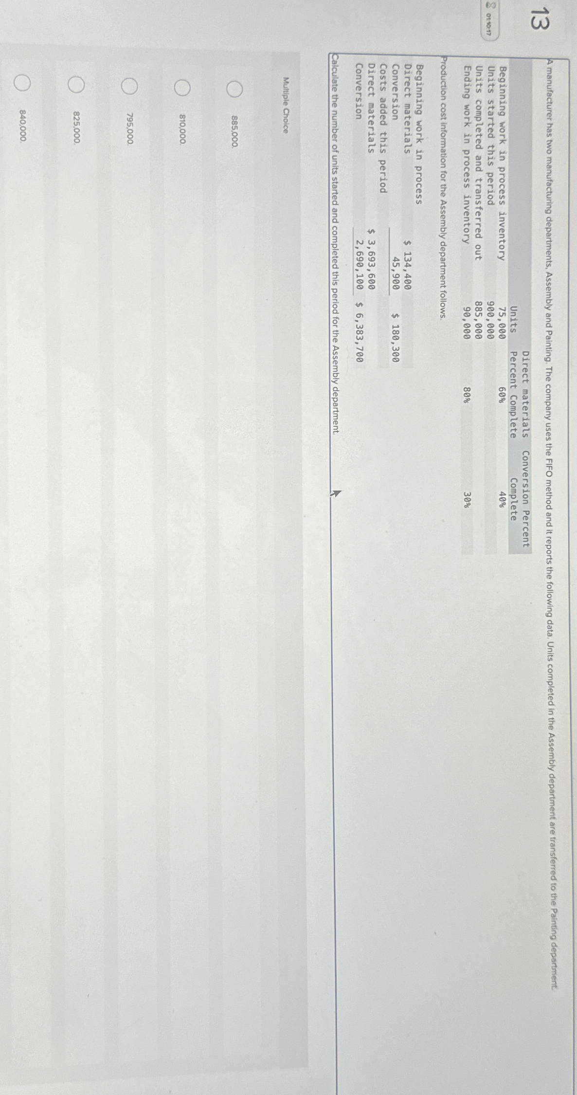 Solved 138 ﻿on\table[[,,Direct materials,Conversion | Chegg.com