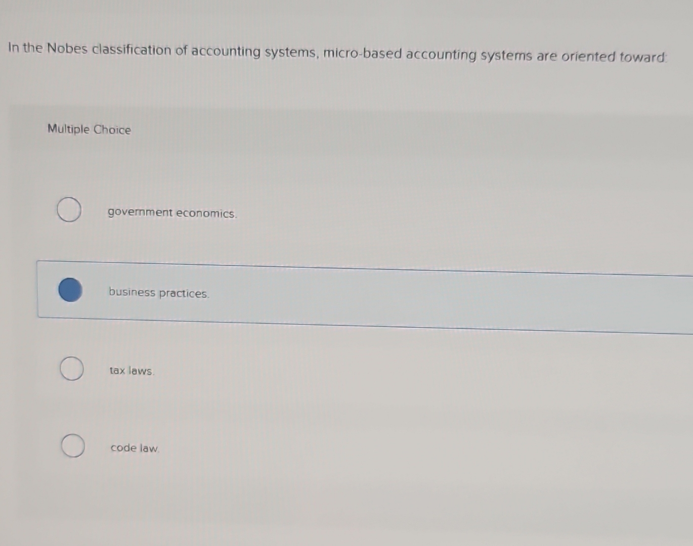 Solved In the Nobes classification of accounting systems, | Chegg.com