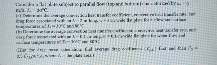 Solved Consider a flat plate subject to parallel flow (top | Chegg.com