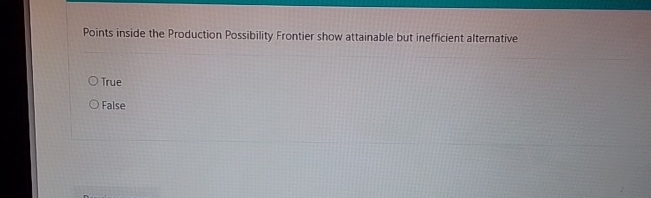 Solved Points inside the Production Possibility Frontier | Chegg.com