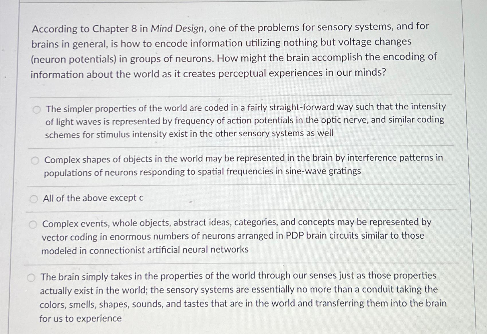 Solved According to Chapter 8 ﻿in Mind Design, one of the | Chegg.com