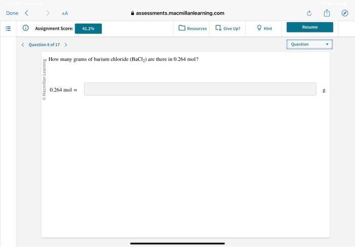 Solved AA A assessments.macmillanlearning.com of 8 of 17 | Chegg.com