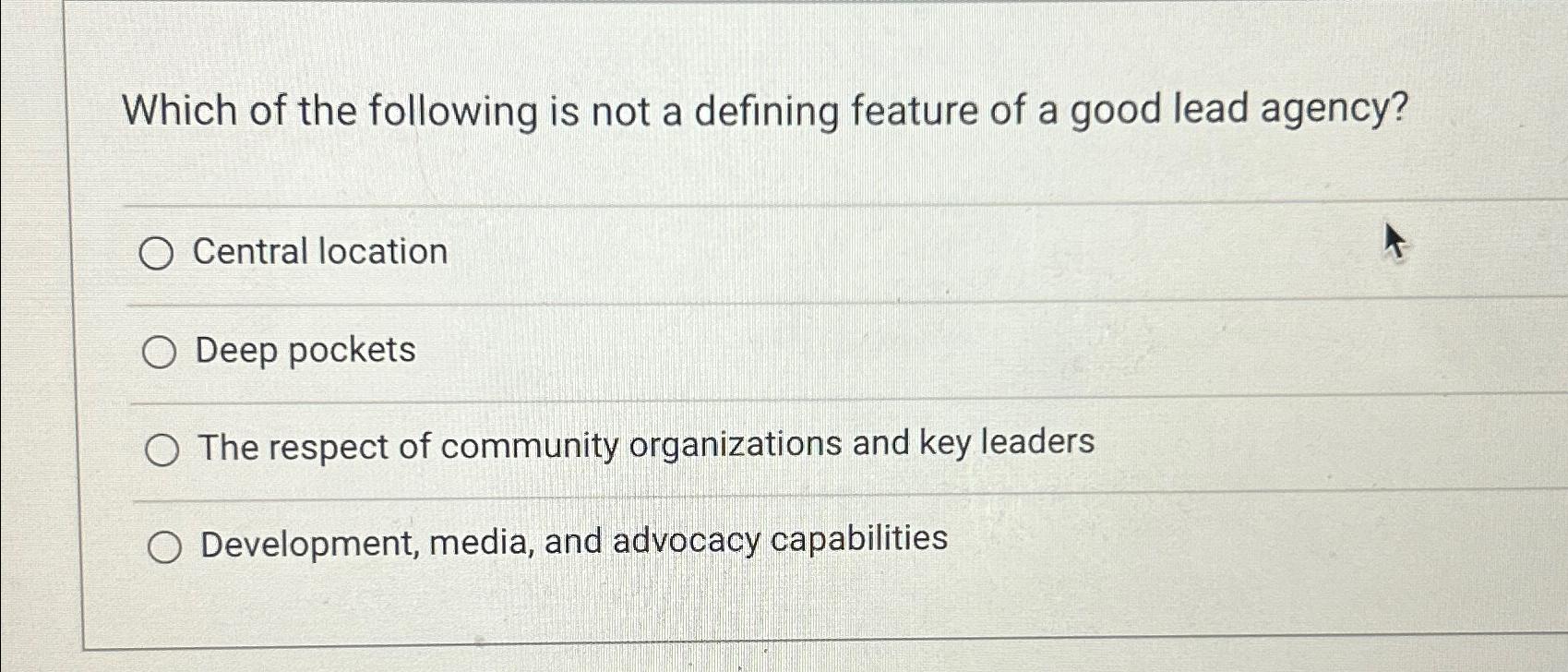 Solved Which of the following is not a defining feature of a | Chegg.com