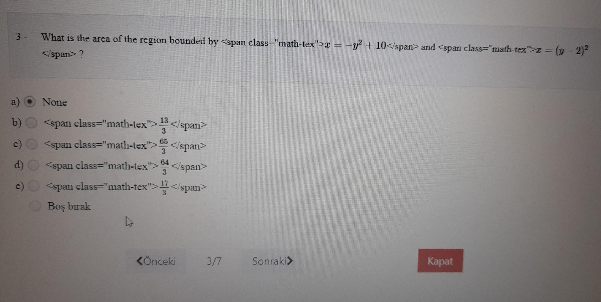 Solved 3- What is the area of the region bounded by