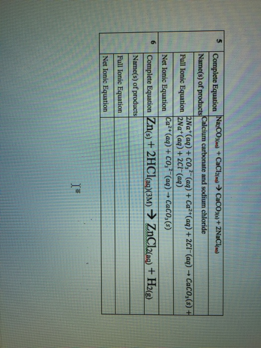 Solved Complete Equation Na2CO3 +CaCl2) CaCO3)+2Nack) | Chegg.com