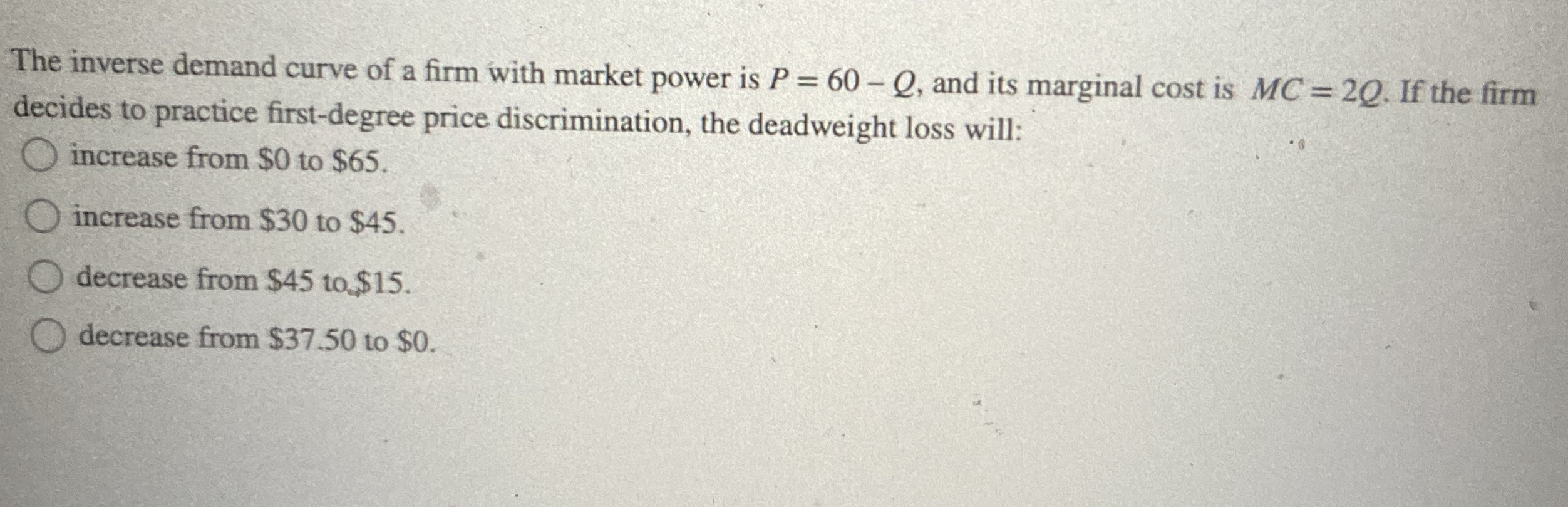 Solved The inverse demand curve of a firm with market power | Chegg.com