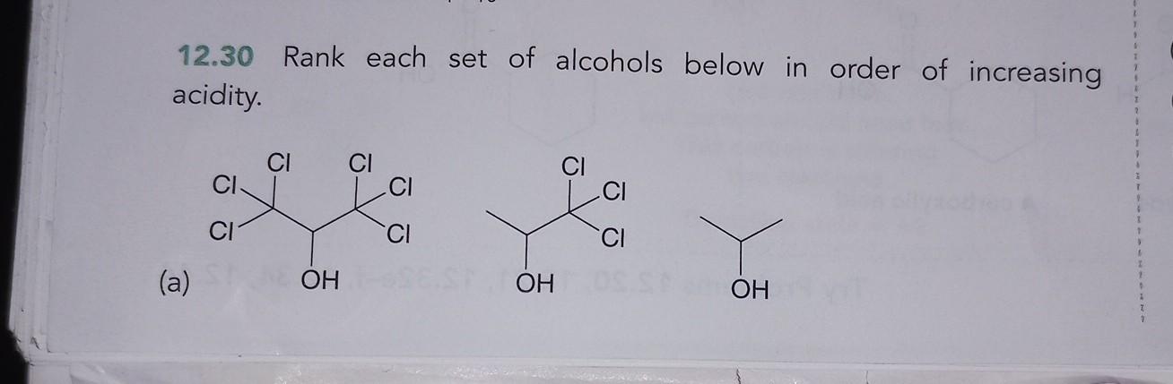 Solved 12.30 Rank each set of alcohols below in order of | Chegg.com