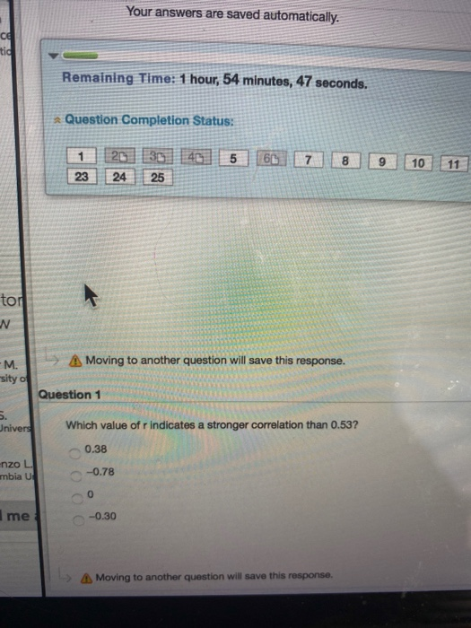 Solved Your answers are saved automatically. Remaining Time: | Chegg.com