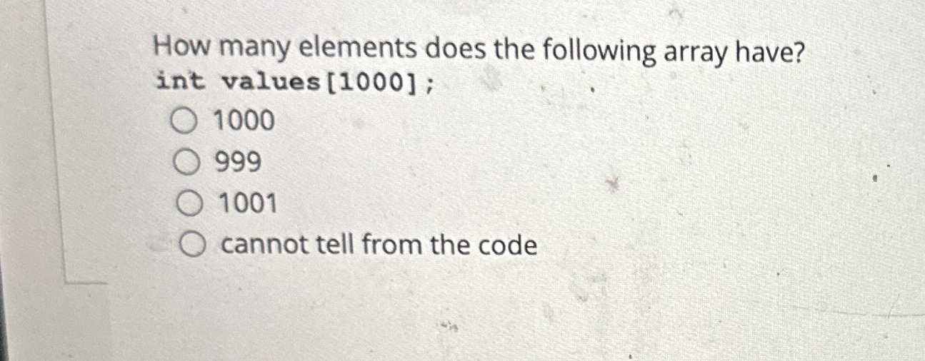 High Quality SOLUTION How many elements does the following array have?int | Chegg.com