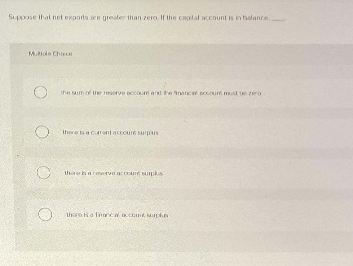 Solved Suppose that net exports are greater than zero. If | Chegg.com