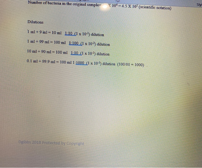 Solved 4. Styles Calculate the CFU/mml or gr unknown. Use | Chegg.com