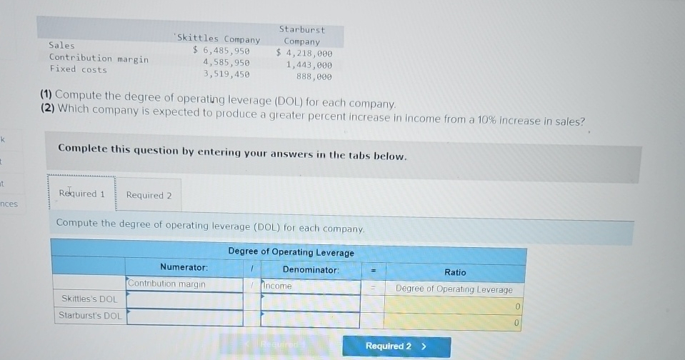 Solved 1. ﻿compute the degree of operating leverage for each | Chegg.com