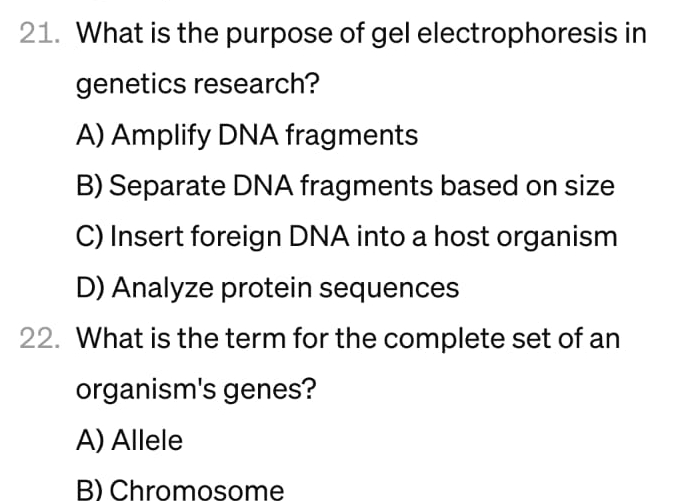 Solved What is the purpose of gel electrophoresis in | Chegg.com