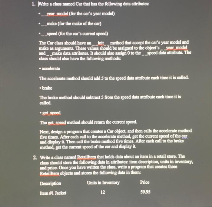 Solved 1 Write A Class Named Car That Has The Following 8810