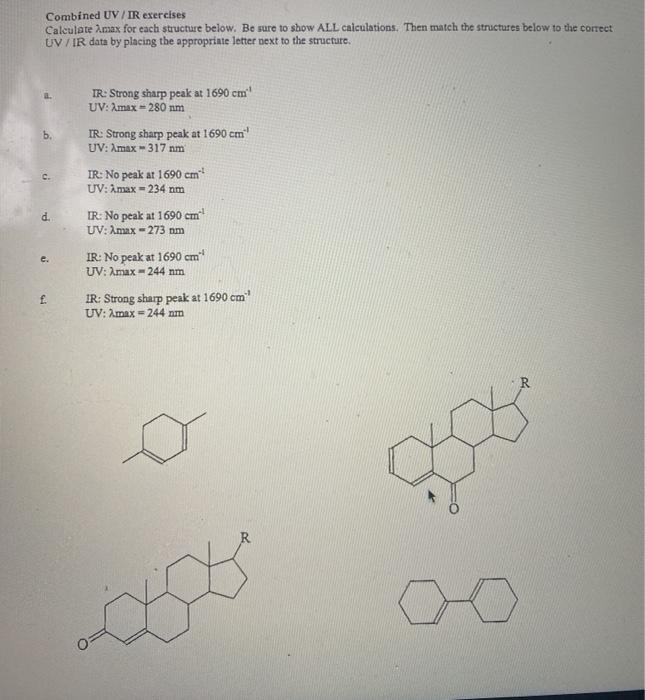 Solved Combined UV/IR exercises Calculate cax for each | Chegg.com