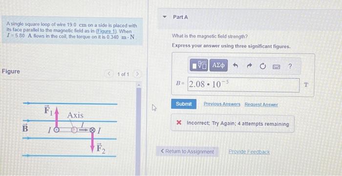 Solved A single square loop of wire 190 cm on a side is | Chegg.com