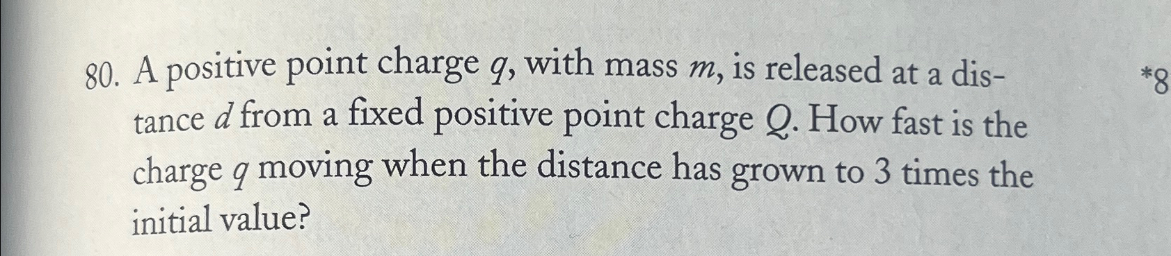 Solved A positive point charge q, ﻿with mass m, ﻿is released | Chegg.com