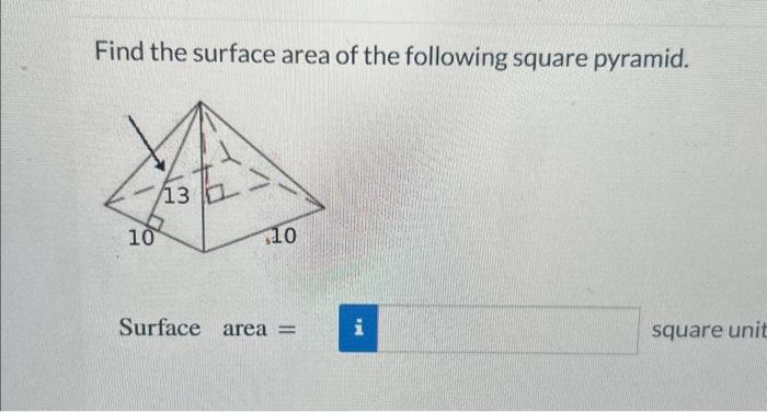Solved Find the surface area of the following square | Chegg.com