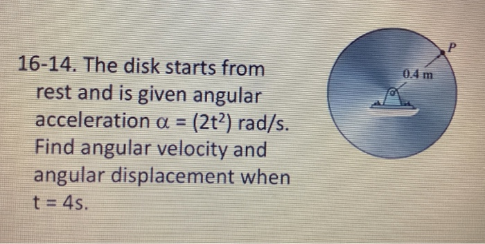 Solved 16-14. The disk starts from rest and is given angular | Chegg.com
