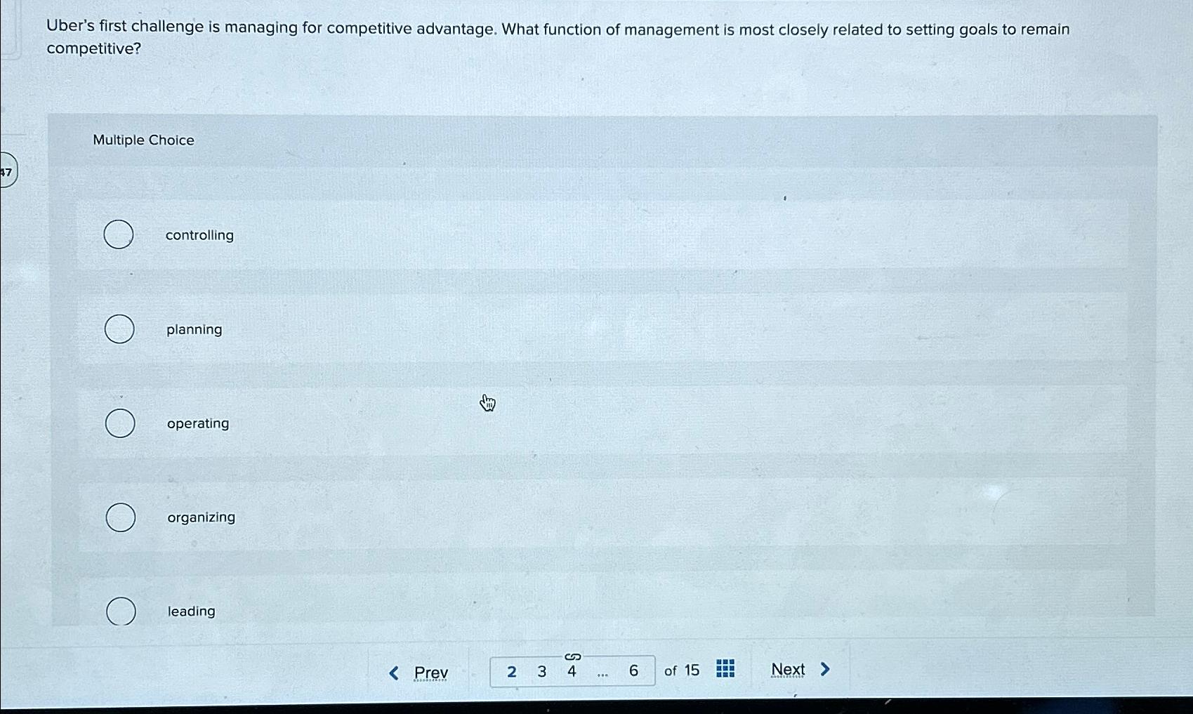 Solved Uber's first challenge is managing for competitive | Chegg.com