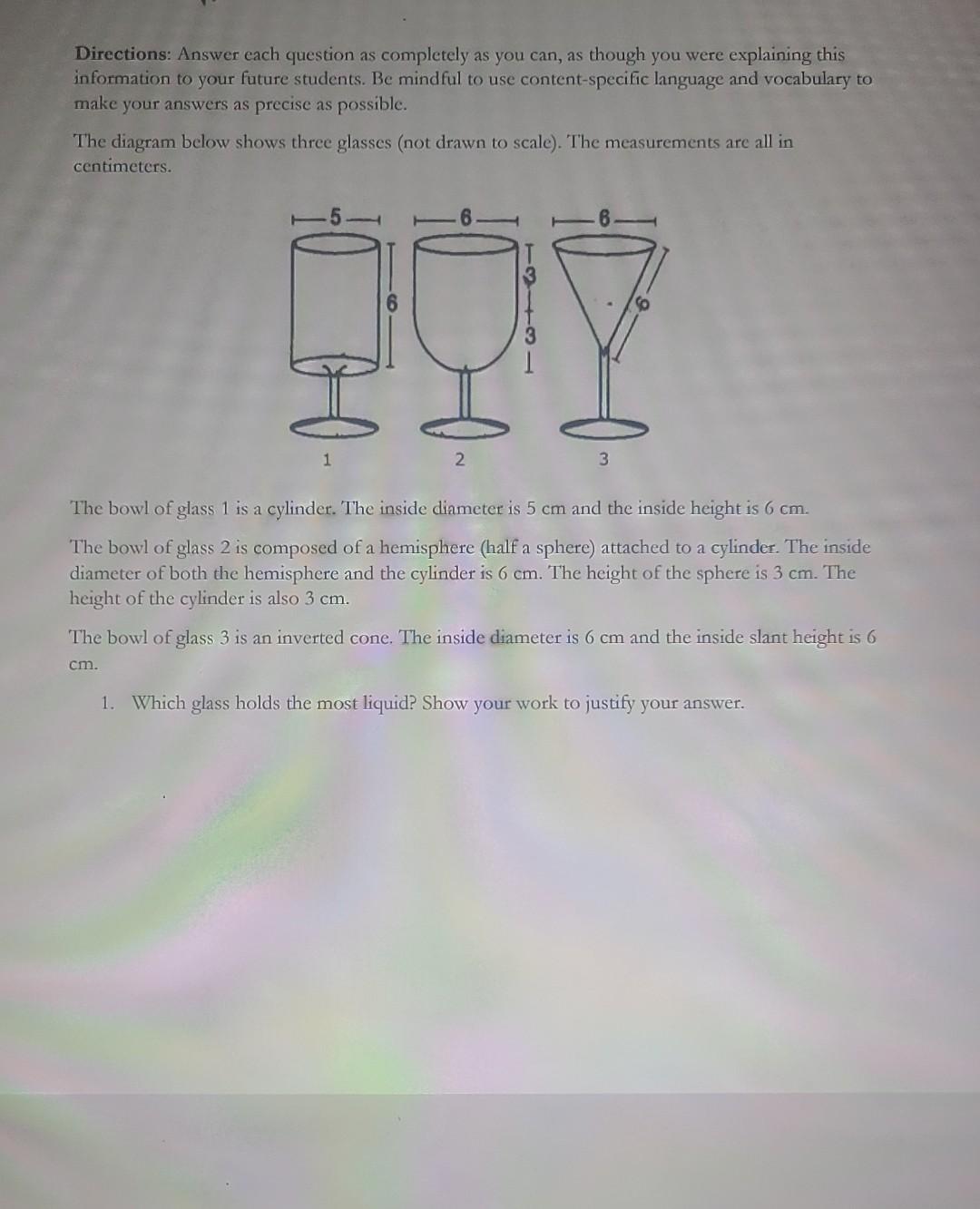 Solved 2. which glass requires the most glass to make? show | Chegg.com