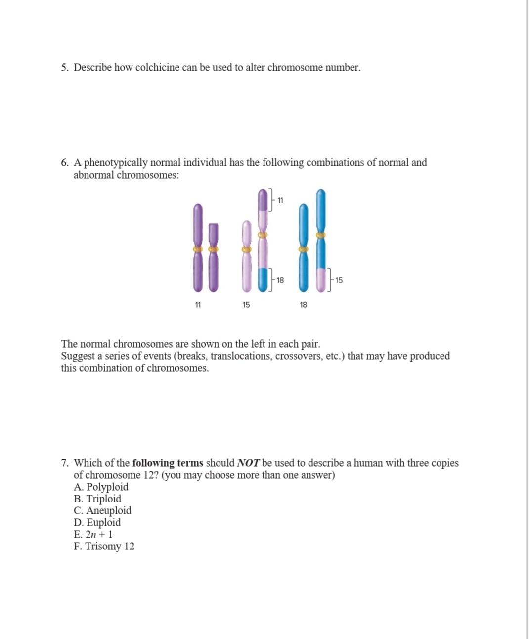 Solved 1 Write The Numerical And Structural Chromosomal
