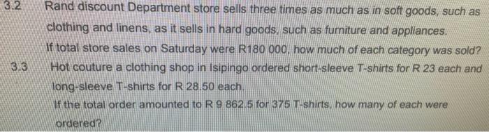 Solved 3.2. Rand discount Department store sells three times | Chegg.com