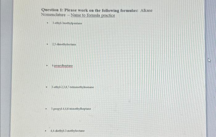 Solved Question 1: Please work on the following formulas: | Chegg.com