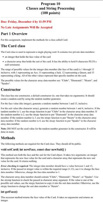 Solved Program 10 Classes And String Processing 100 Points